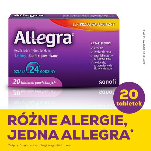Allegra , 120 mg , tabletki powlekane , 20 tabletek - Apteka Kolorowa
